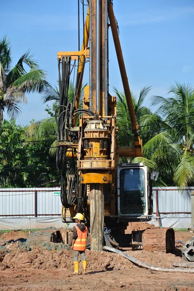 Bore Pile Rig auger at the construction site — Stock Photo ...