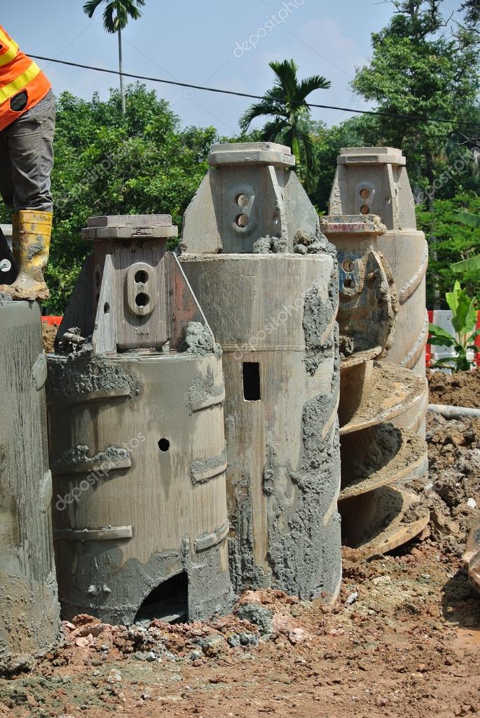 Bore Pile Rig auger at the construction site — Stock Photo ...