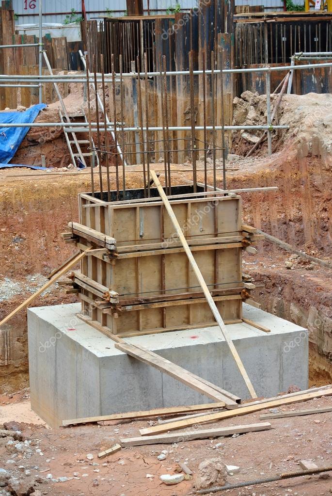 Column stump formwork made from timber and plywood — Stock Photo ...