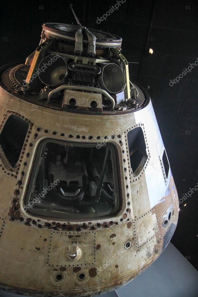 Space vehicle reentry capsule white on black — Stock Photo ...
