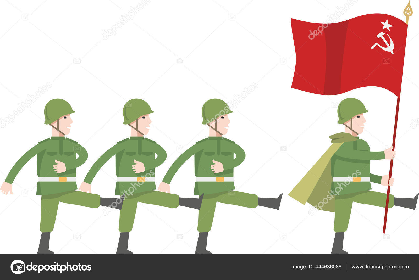 Soldiers Uniform Marching Parade Head Commander Marching Flag His Hands ...