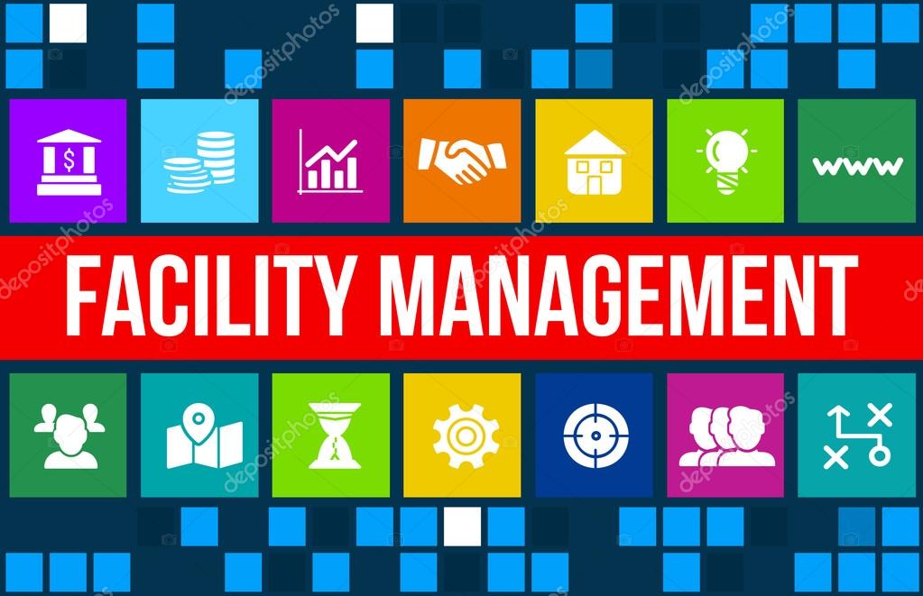 Facility management concept image with business icons and copyspace ...