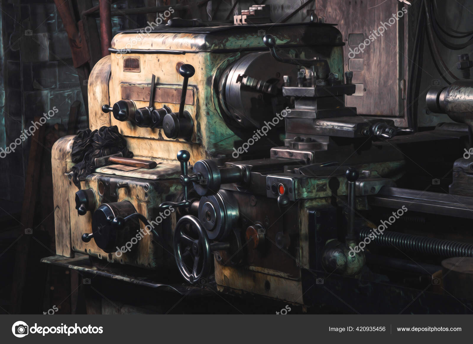 Old Metal Lathe Installed Workshop Stock Photo by ©yuraoleynik87@gmail ...