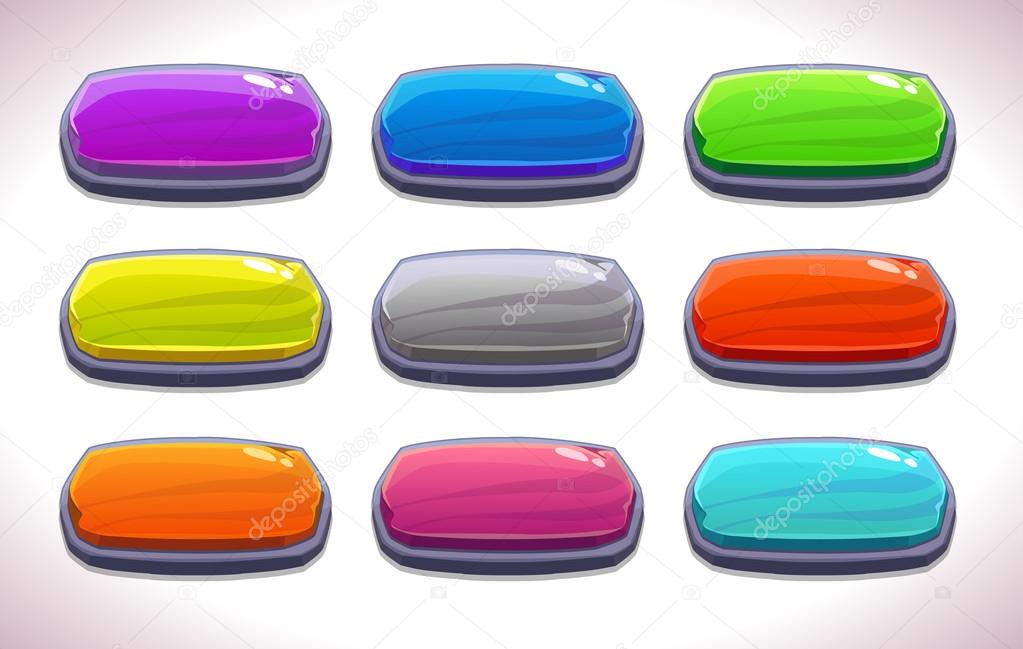 Funny cartoon colorful long horizontal buttons Stock Vector Image by ...