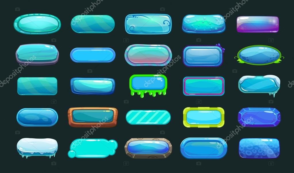 Divertidos dibujos animados azul botones largos Vector de stock por ...