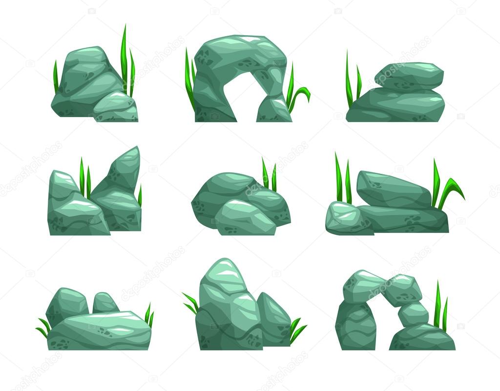 Cartoon gray stones set ⬇ Vector Image by © lilu330 | Vector Stock ...