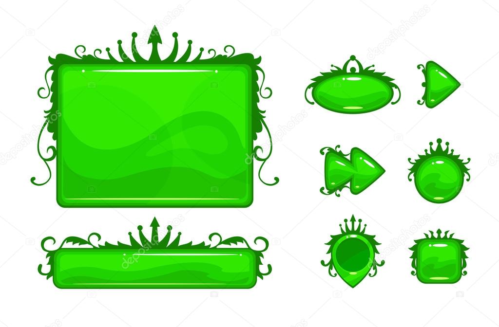 Cartoon green vector abstract game assets set Stock Vector Image by ...
