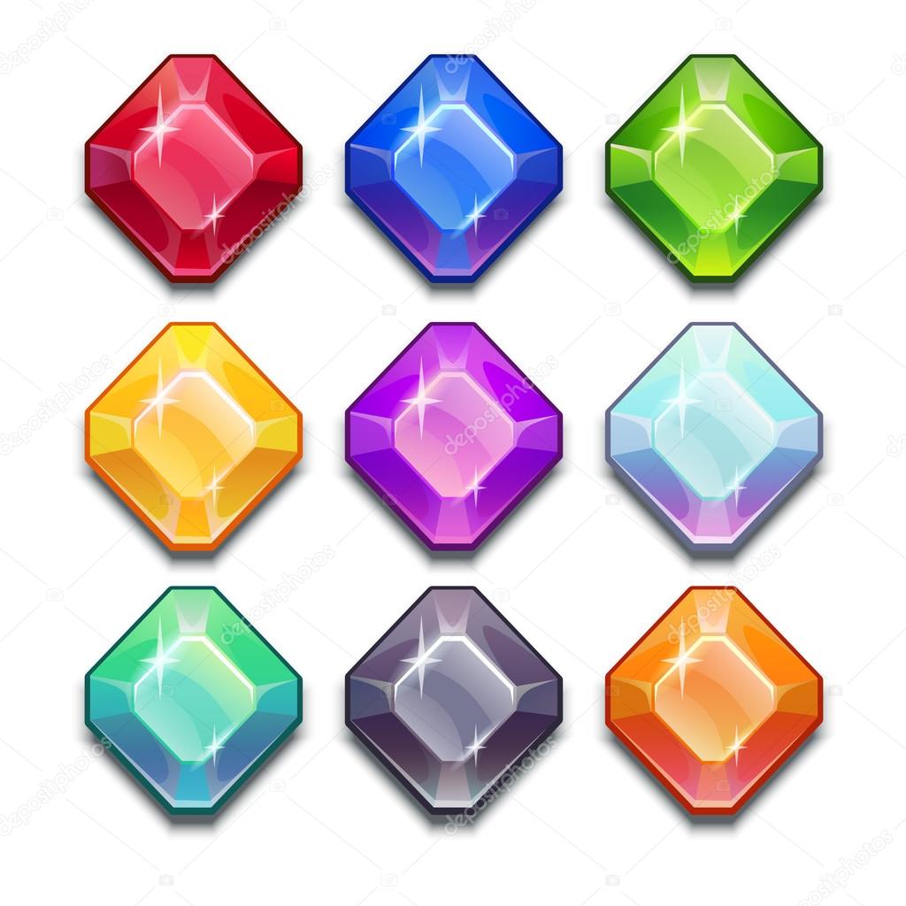 Cartoon vector gems and diamonds Stock Vector by ©lilu330 60465637