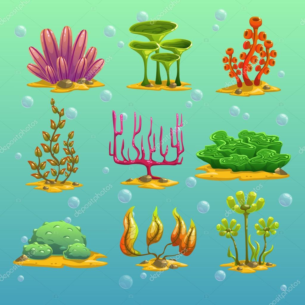 Conjunto de algas de dibujos animados vector, gráfico vectorial © lilu330 imagen #62270233