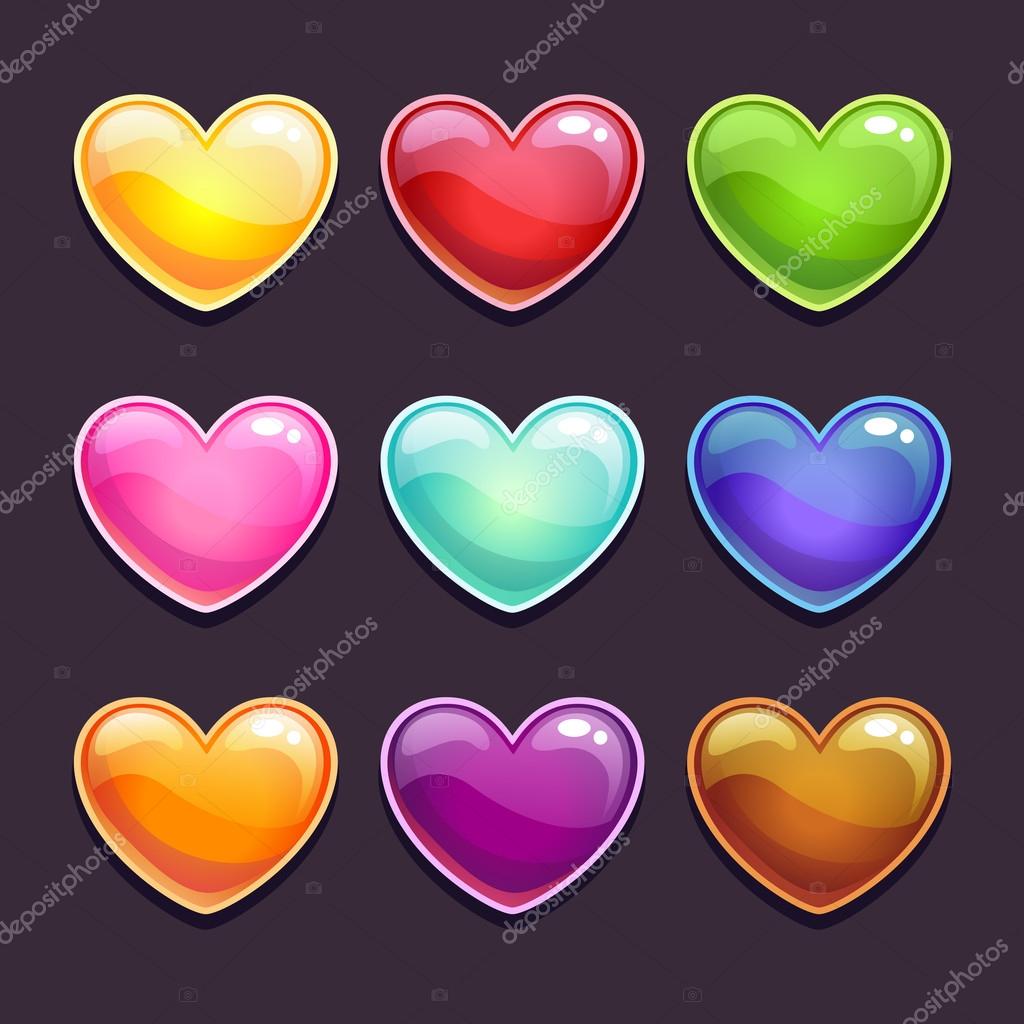 Glossy hearts in different colors Stock Vector Image by ©lilu330 #62270787