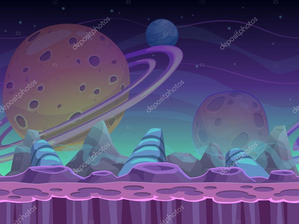 Fantasy seamless alien landscape — Stock Vector © lilu330 #90127556