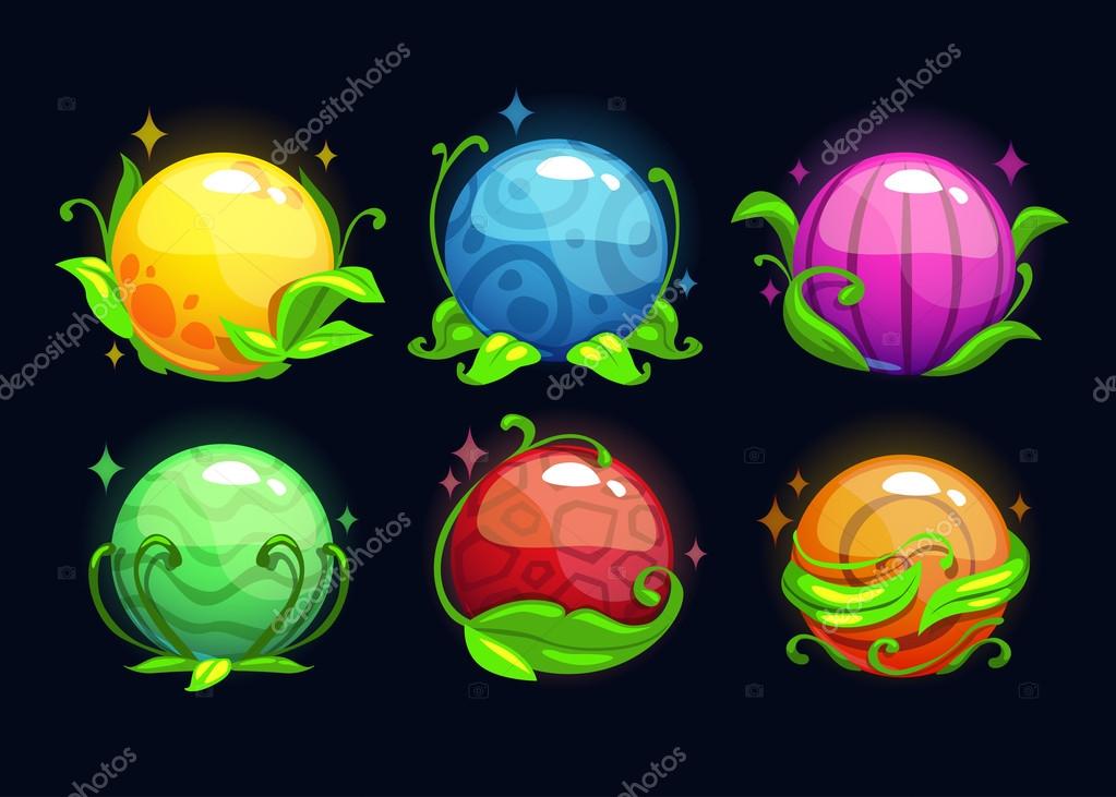 Beautiful magic round plants set Stock Vector Image by ©lilu330 #90127948