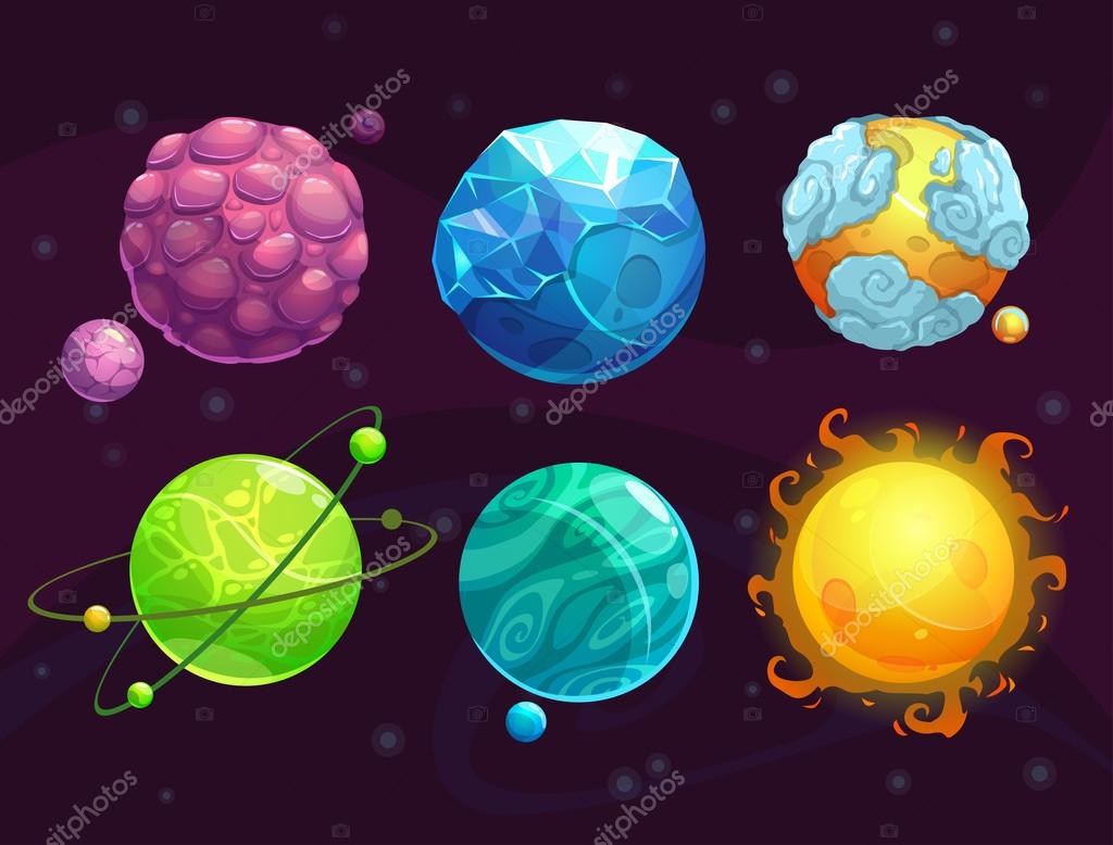 Cartoon fantasy alien planets set — Stock Vector © lilu330 #91523686