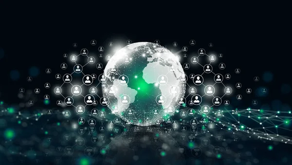 Global connected of digital world data technology Concept. Internet ...