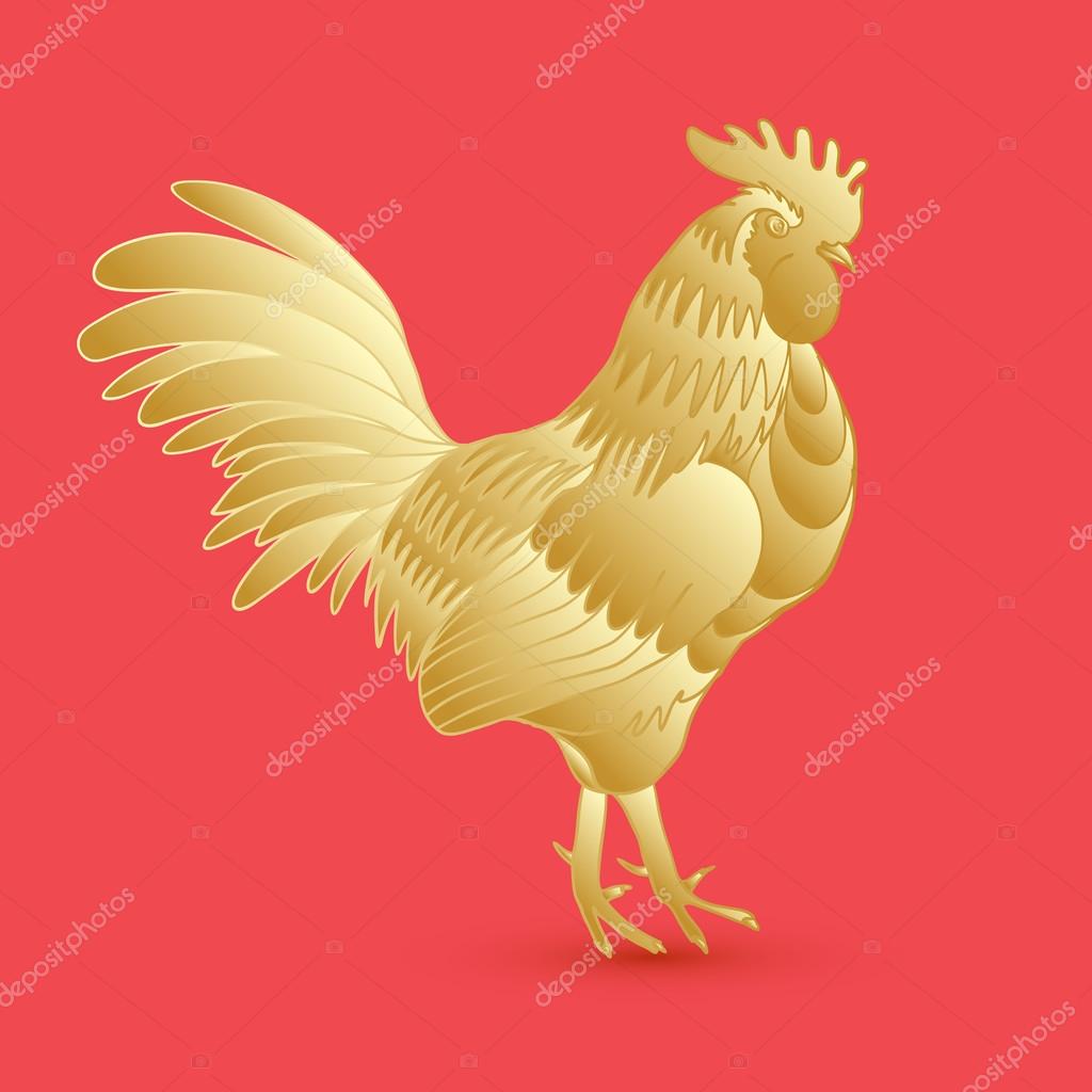 Golden rooster on red background Stock Vector Image by ©goldenshrimp ...