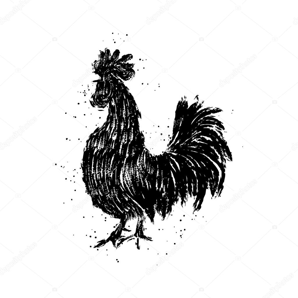 Chinese hand drawing rooster Stock Vector by ©goldenshrimp 123813492