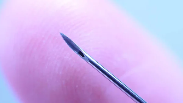 Finger Touching Medical Syringe Needle Macro Close Trypanophobia ...