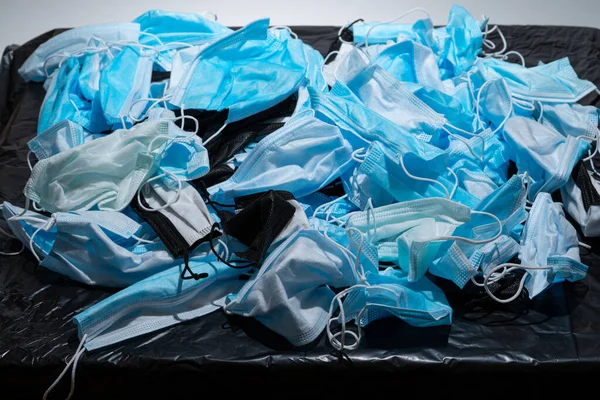 Medical Masks Table Pile Used Personal Protective Equipment Ppe ...