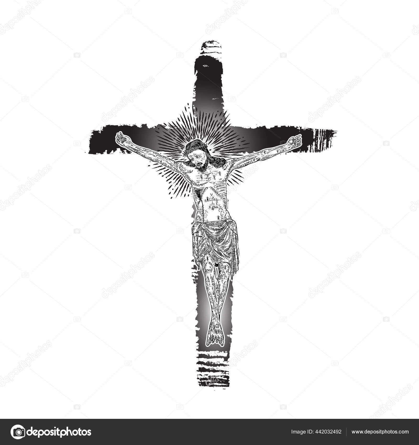 Jesus Cross Hand Painted Real Ink Brush Grunge Christian Cross Stock ...