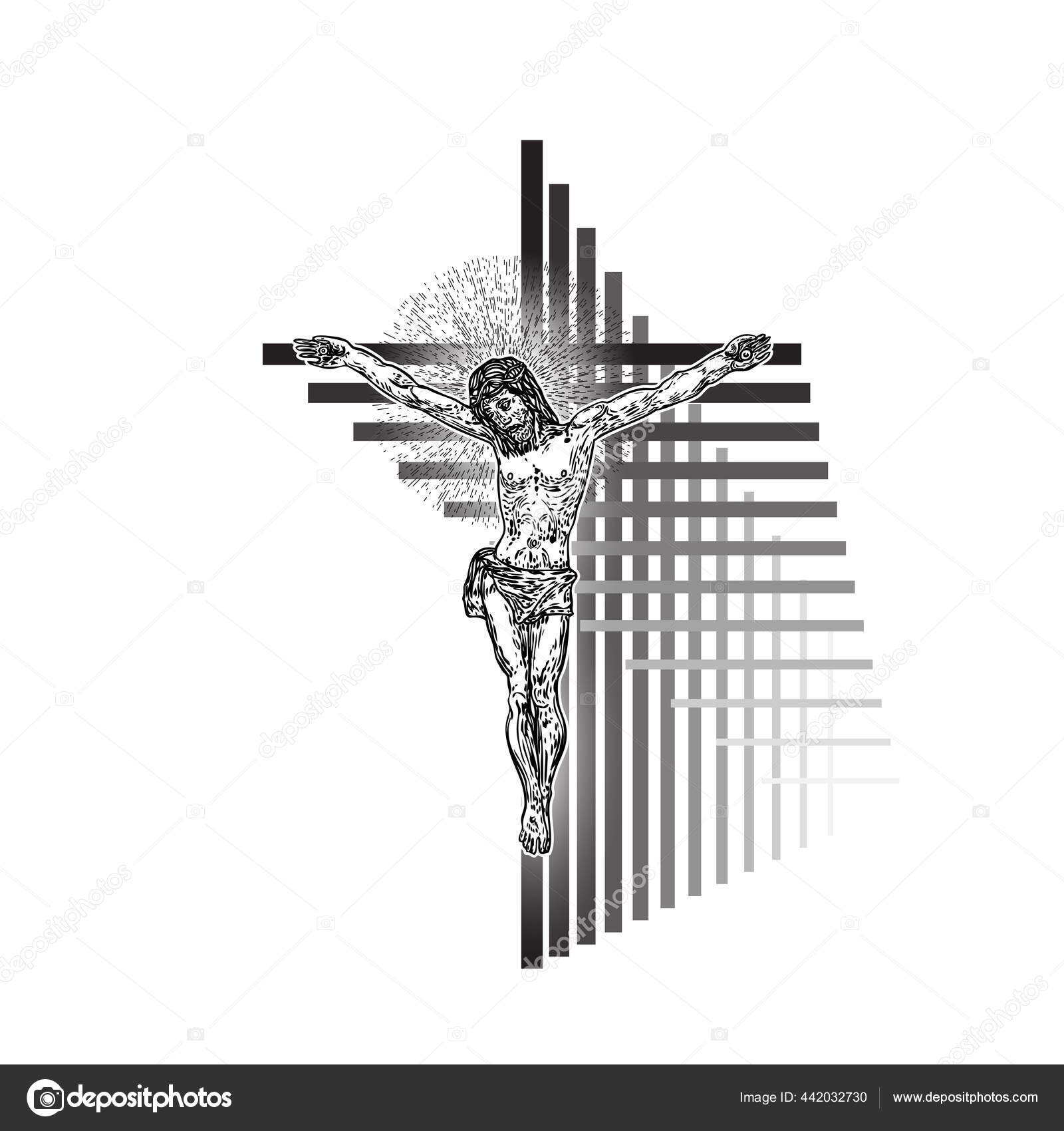 Jesus Christ Crucifixion Modern Geometric Cross Tattoo Prophet Sacred ...
