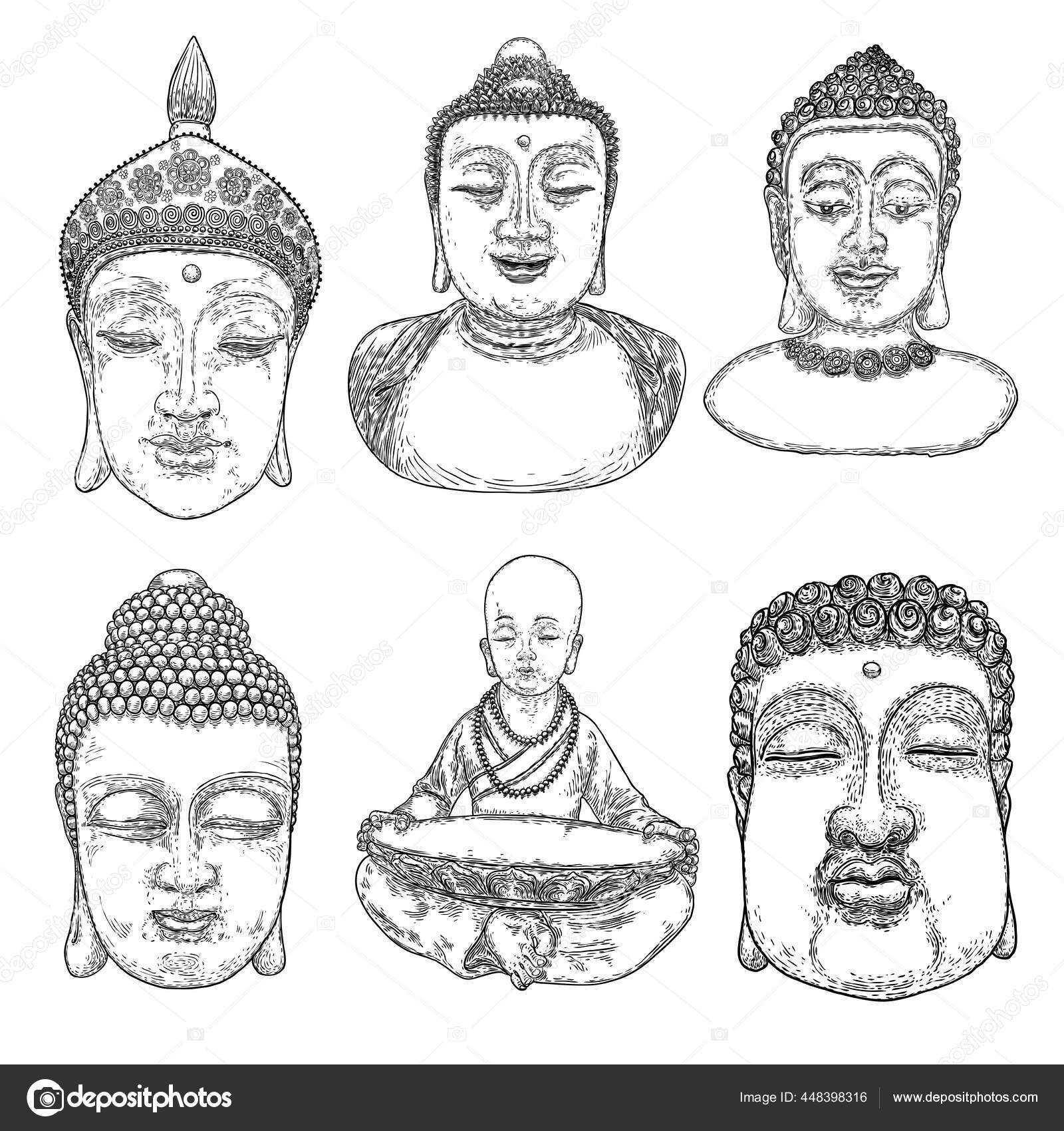 Buddha Meditation Set Buddha Portraits Drawings Vesak Purnima Day ...