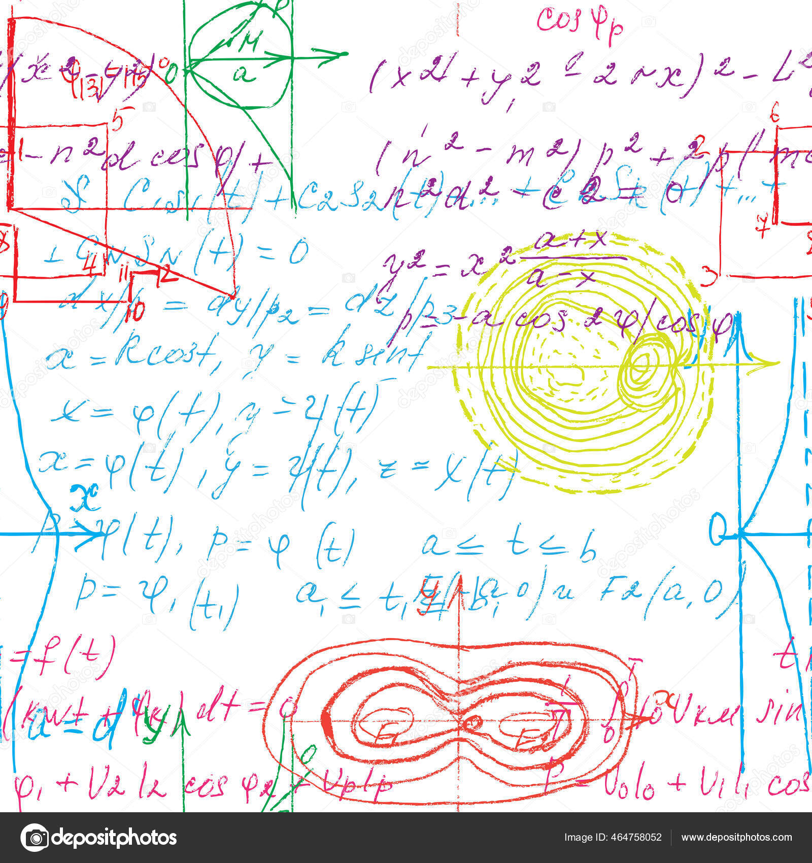 Mathematical Seamless Texture Colour Handwritten Math Algebra Geometry ...