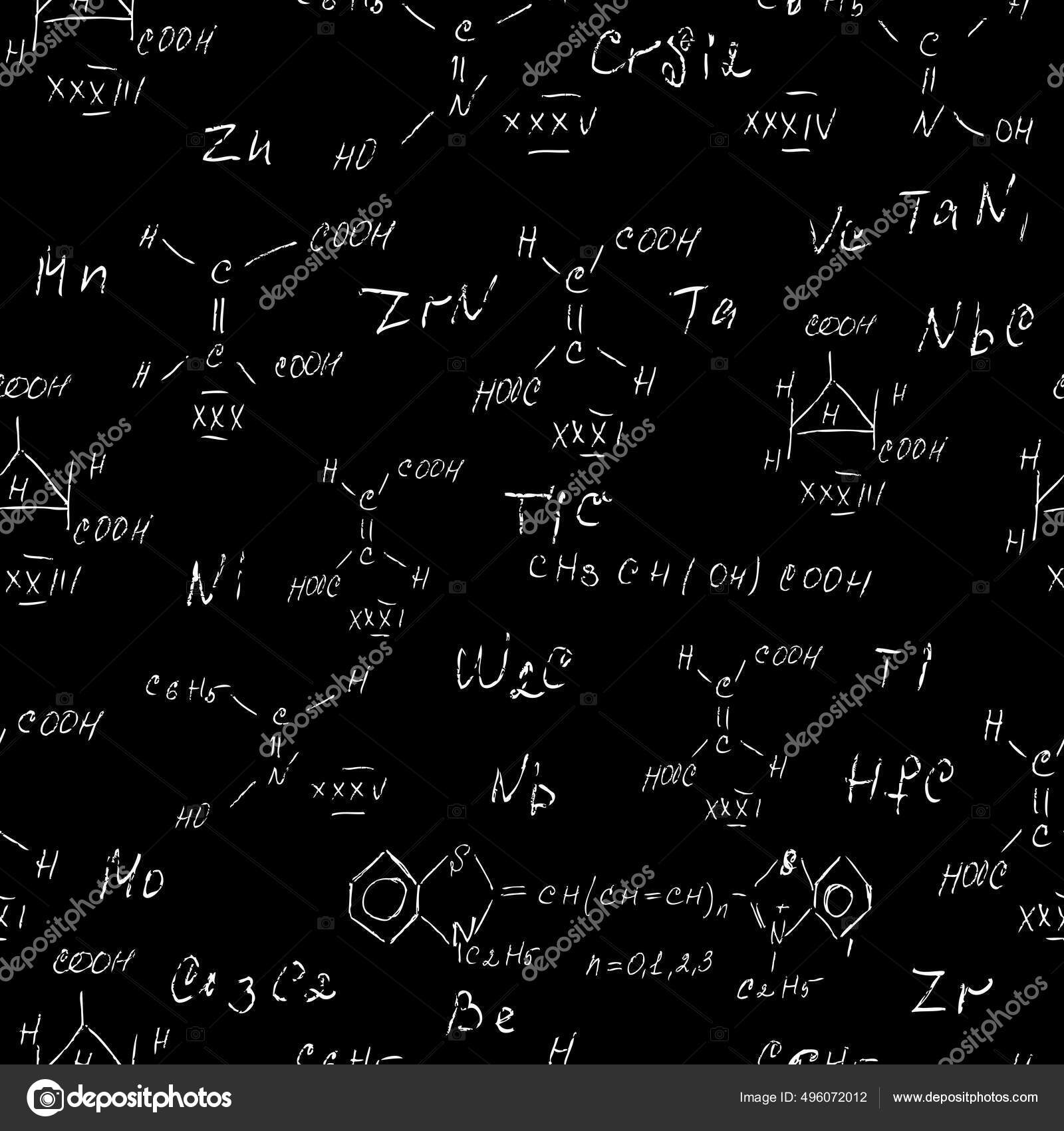 Seamless Endless Pattern Background Handwritten Chemistry Formulas ...