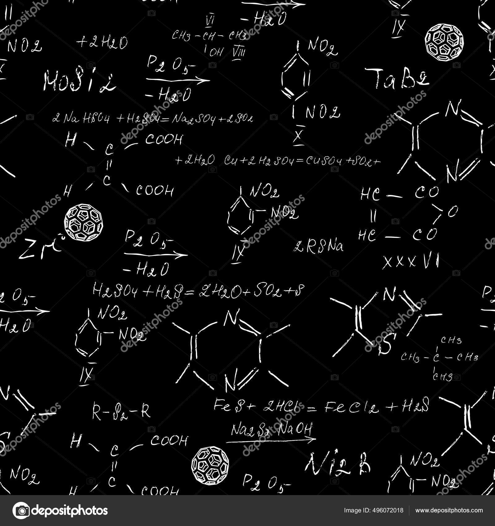 Seamless Endless Pattern Background Handwritten Chemistry Formulas ...
