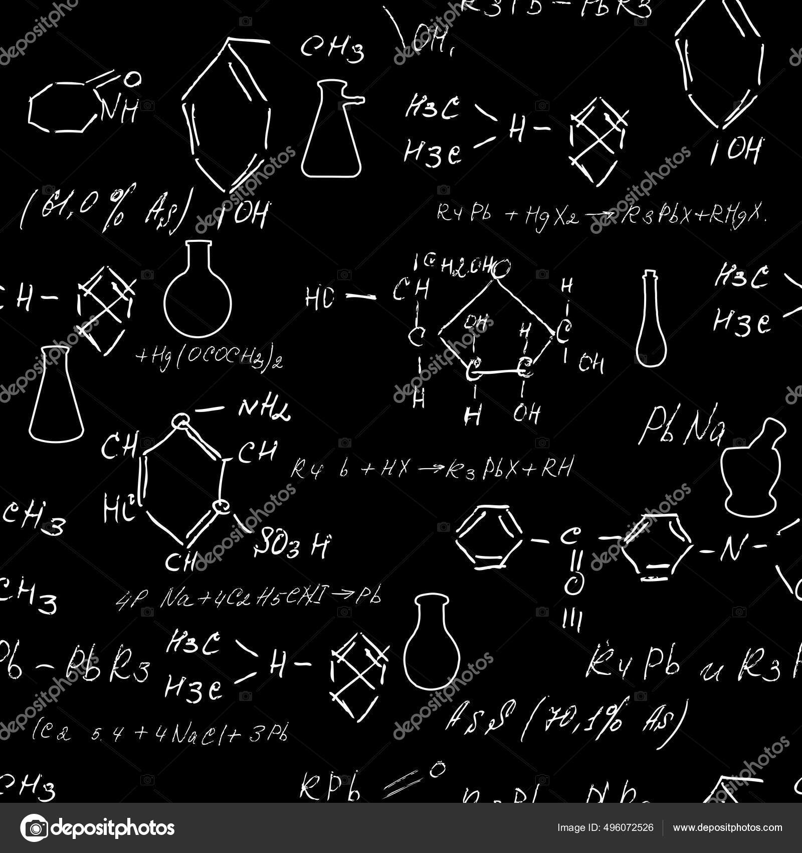 Seamless Chemistry Scribbles School Chalk Board Blackboard Formulas ...