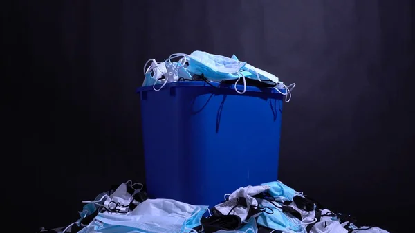 Medical Masks Table Pile Used Personal Protective Equipment Ppe ...