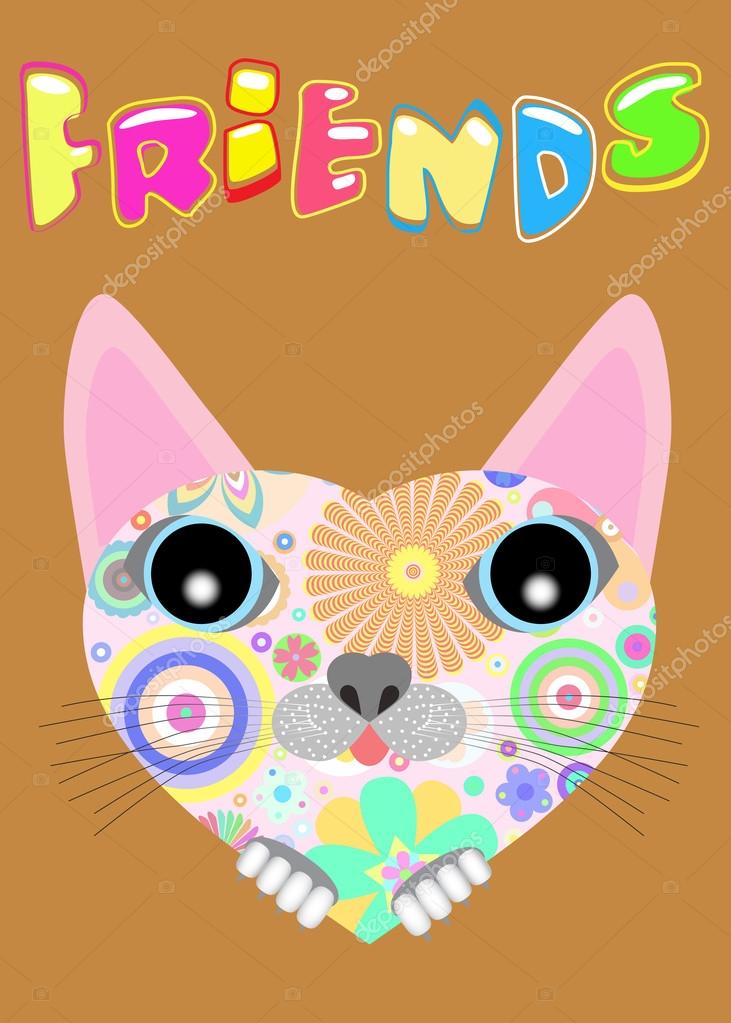 Cute cat face card Stock Illustration by ©goldenshrimp #65181859
