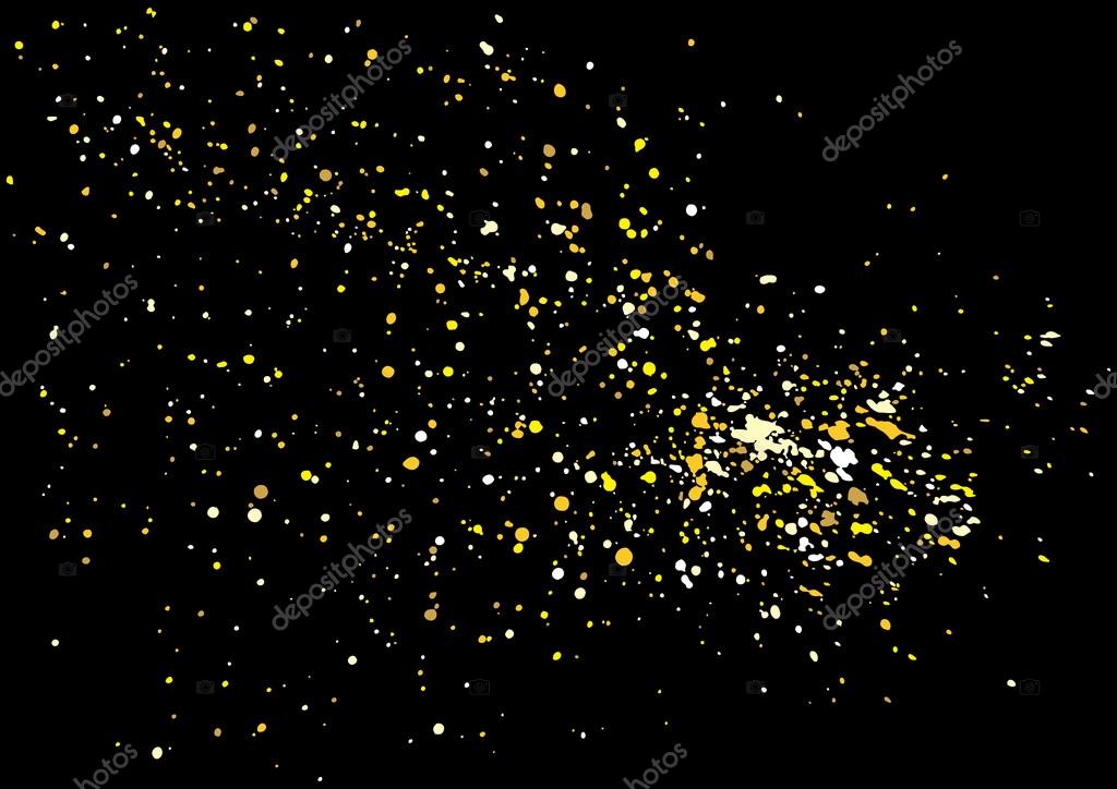 Gold glitter explosion on black background made of spray paint. — Stock ...