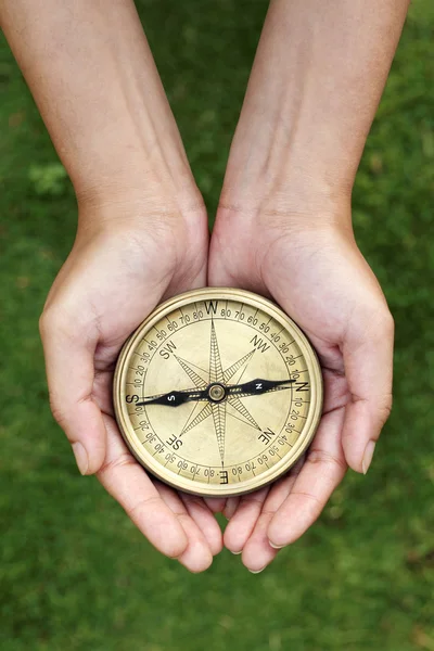 Hands holding old style antique compass Stock Photo by ©Qpicimages 60755893