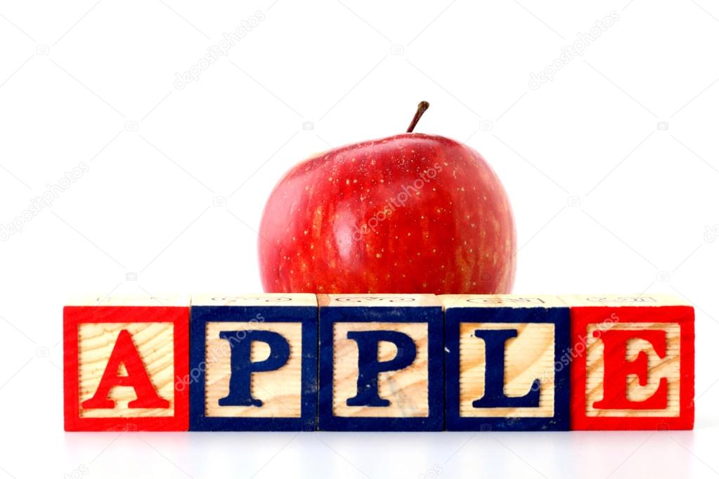 Apple and ABC blocks Stock Photo by ©Qpicimages 76041255