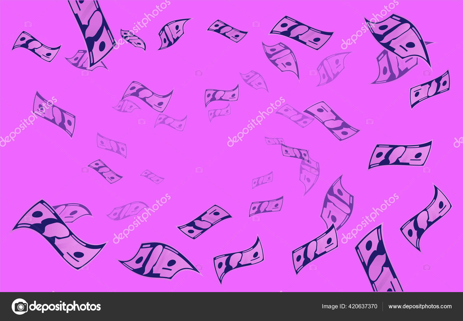 Pink Money Background Paper Bills Flying Coming You Pink Feminine Stock ...