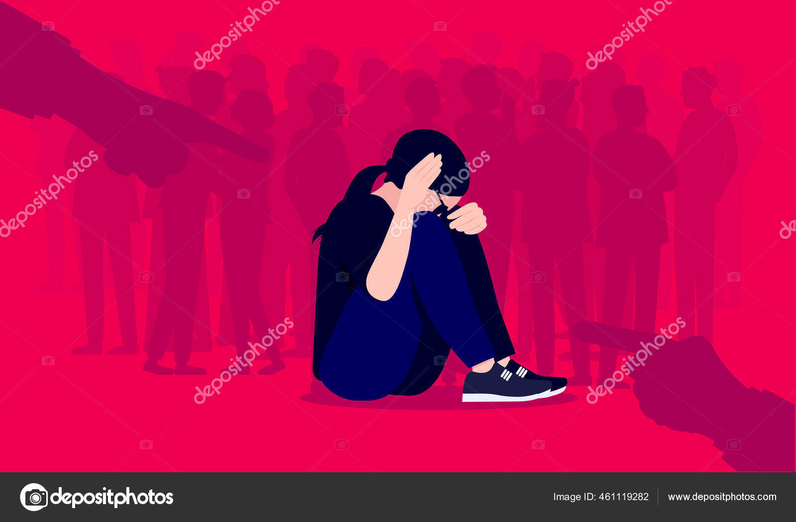 Social Anxiety Social Phobia Illustration Woman Having Overwhelming ...