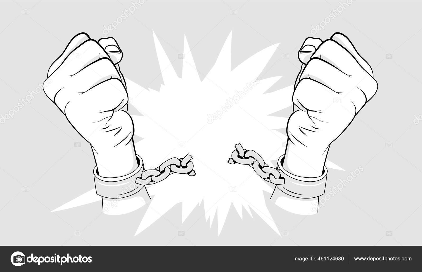 Hands Breaking Out Of Chains Clenched Fists Breaking Chains Vector Hands Breaking Out Of Chains Clenched Fists Breaking Chains Vector
