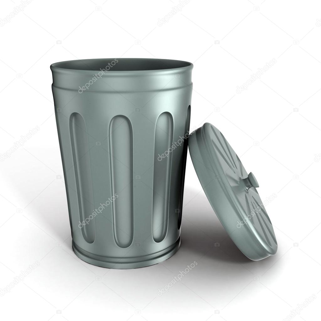 3d brillante y brillante basurero aislado en blanco: fotografía de ...