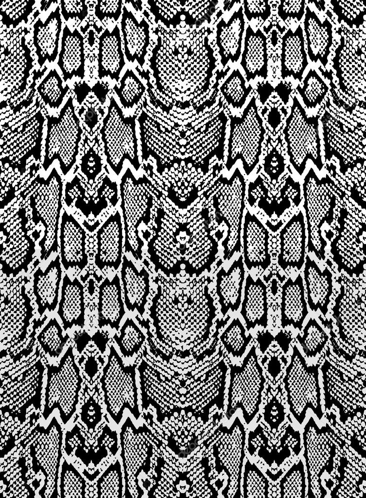 Snake python skin texture. Seamless pattern black on white background ...