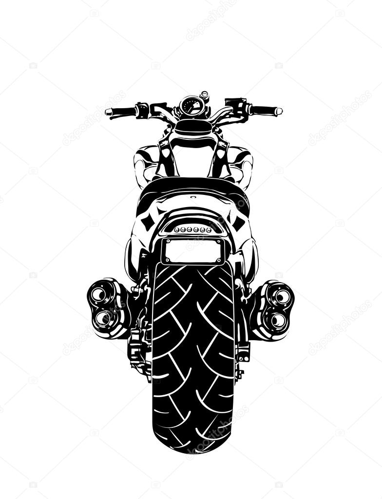 Vista trasera de la motocicleta chopper — Vector de stock #60492207 ...