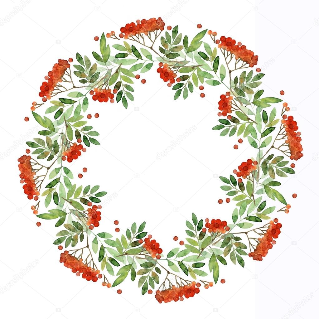 Circular wreath of the branches of rowan Stock Photo by ©tatianaka 80497900