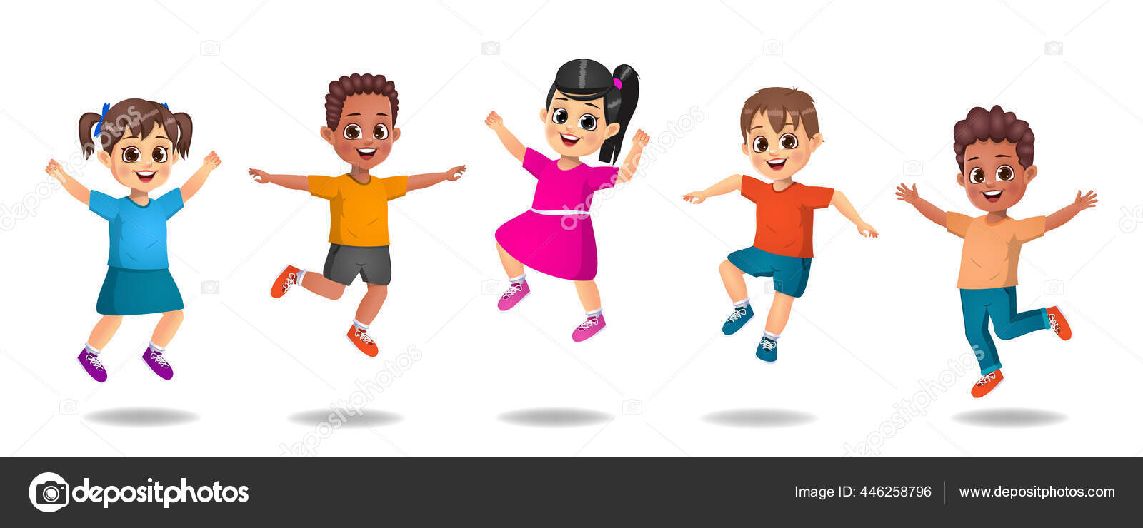 Kinder Die Draußen Spielen Kinder Springen Kindergruppe Stock ...