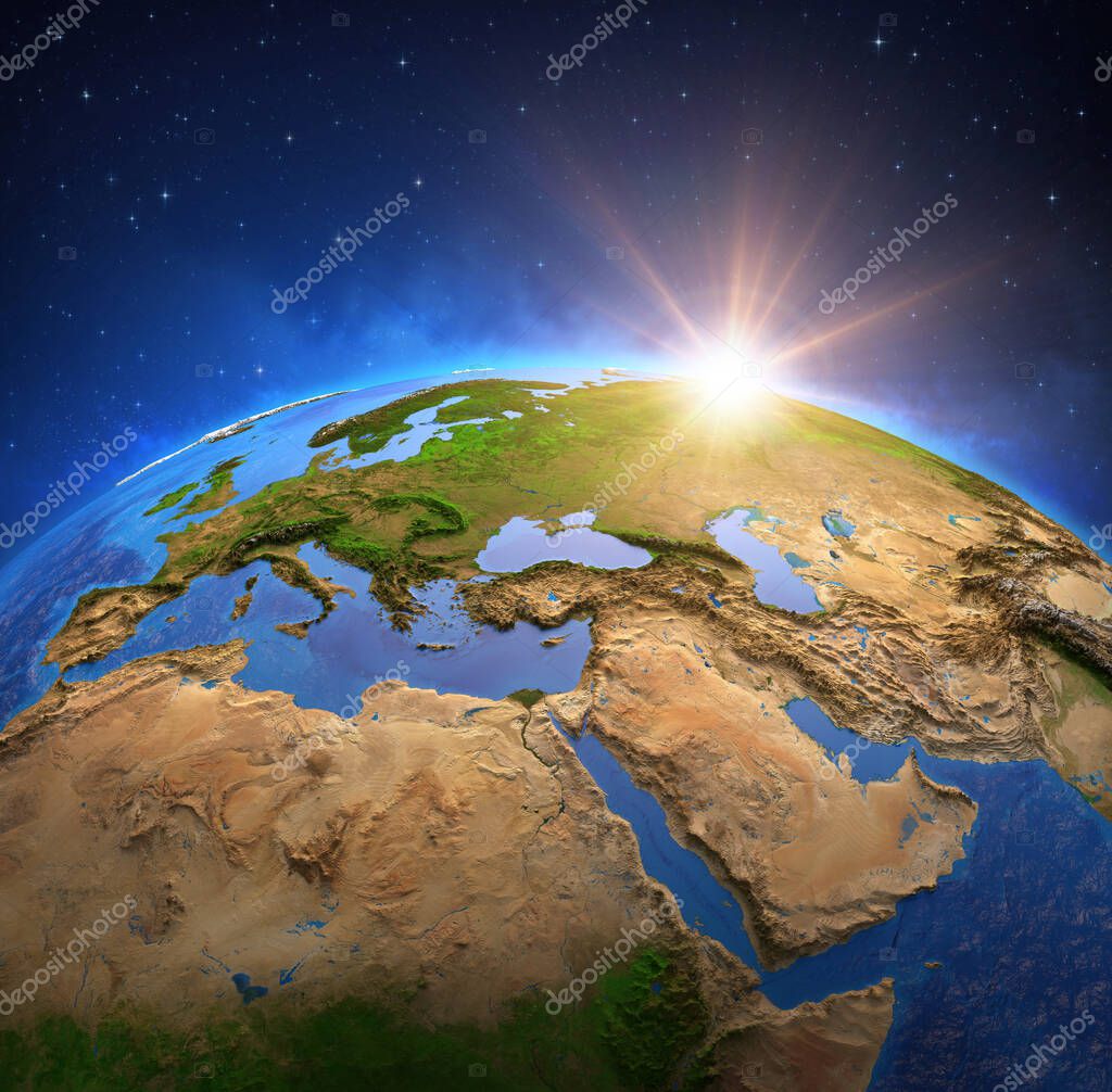 Superficie del Planeta Tierra vista desde un sat lite, enfocado en ...