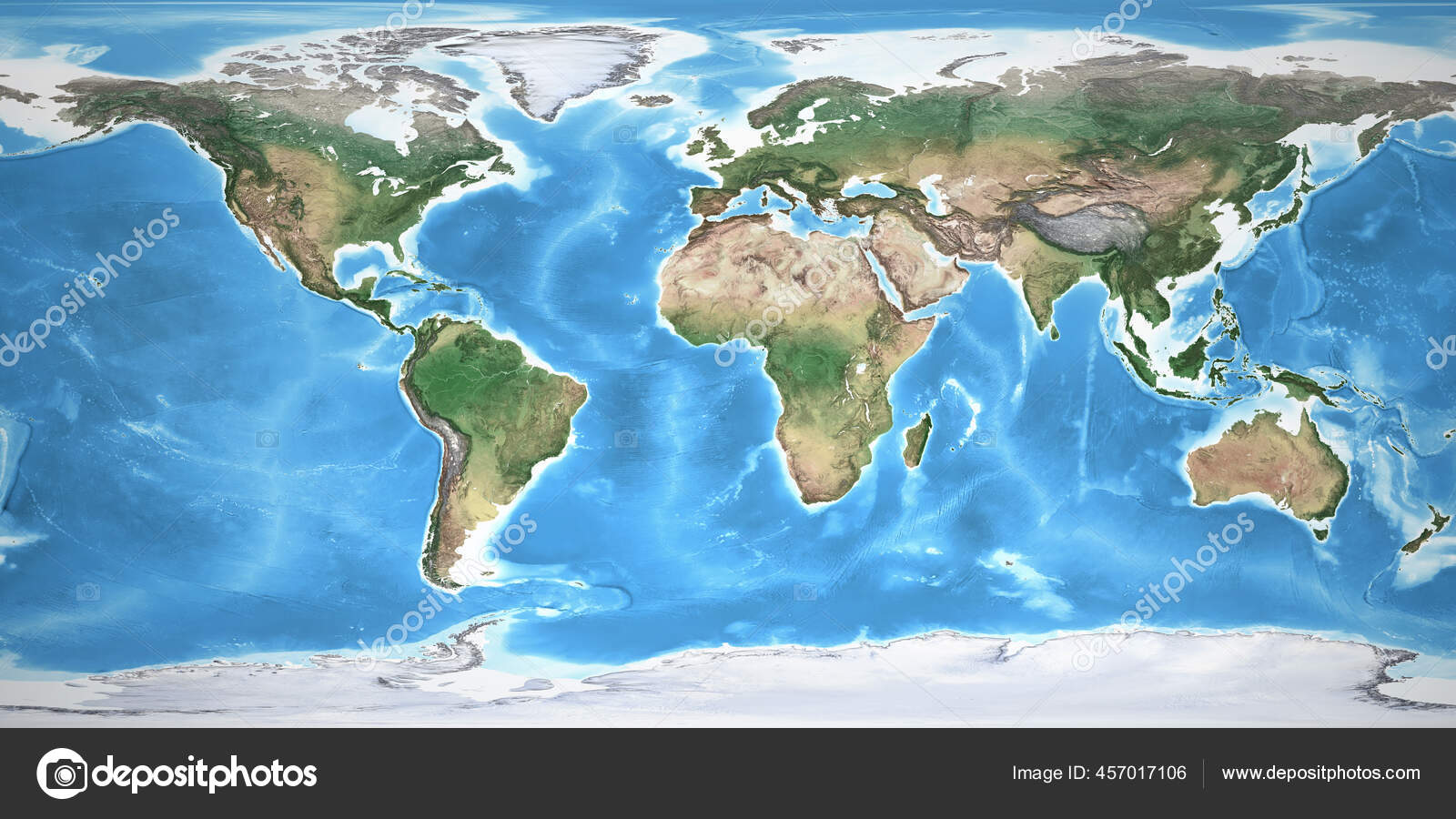 Mapa Físico Mundo Com Detalhes Alta Resolução Vista Plana Por — Foto ...