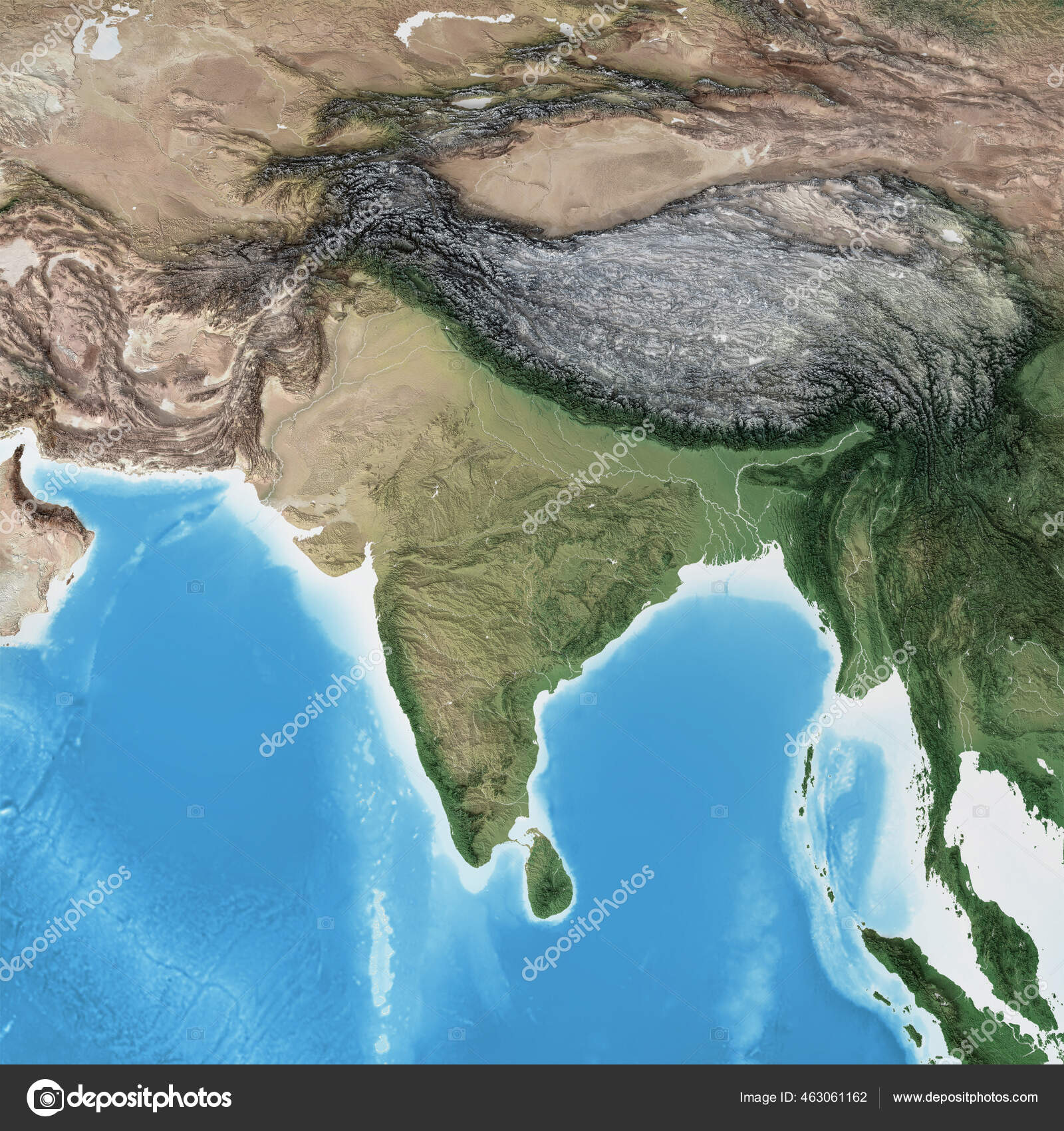 Mapa Fisico Das Montanhas Do Himalaia