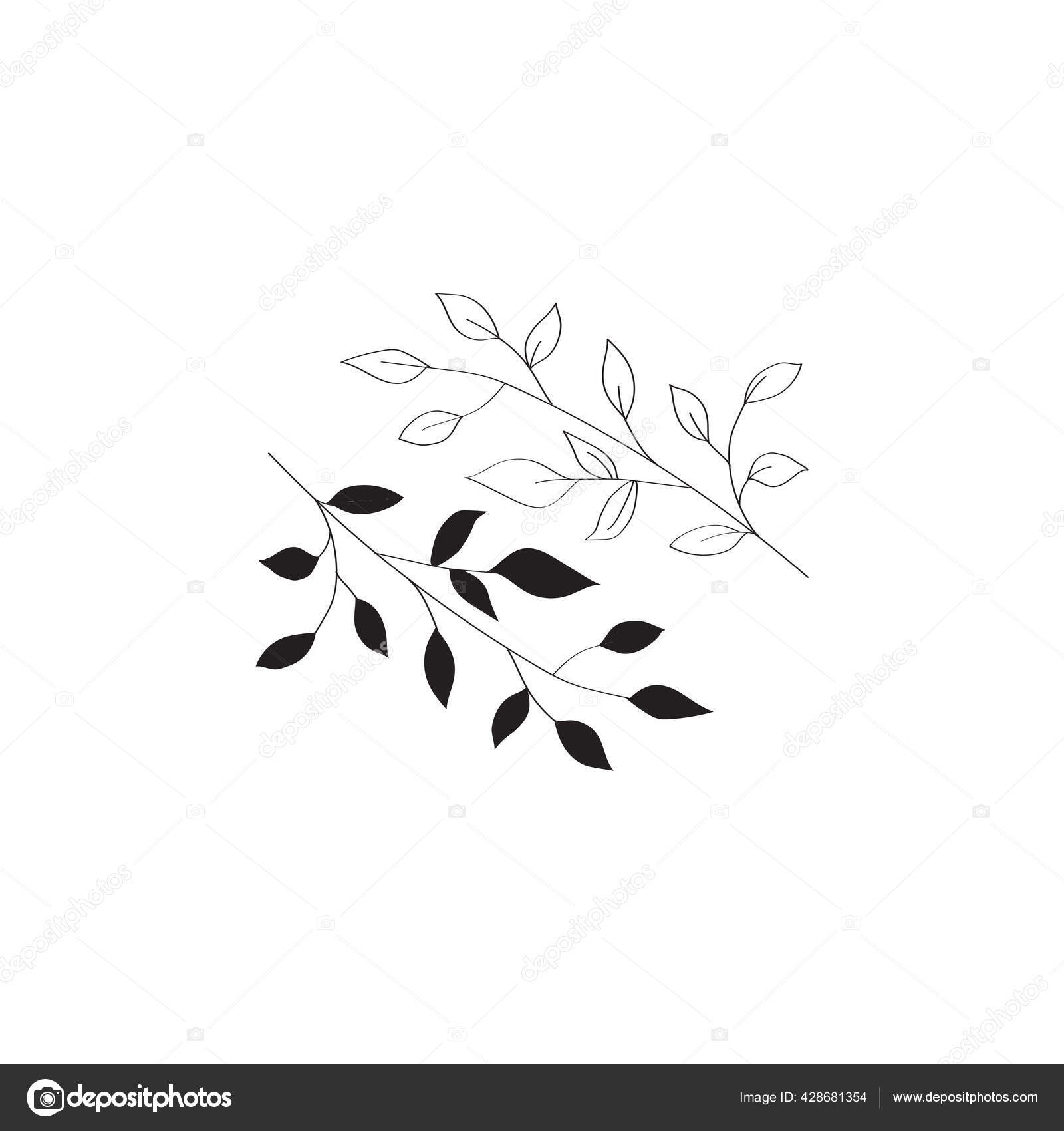 Sprig Leaves Vector Image Doodle Style Isolated White Background ...