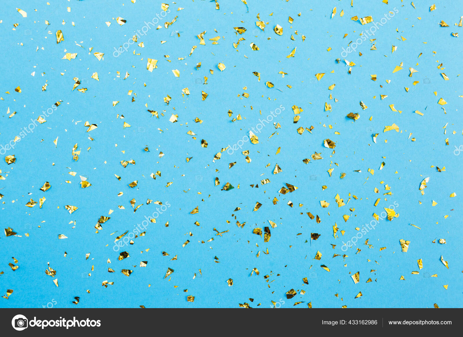 Gold Confetti Blue Paper Background Festive Holiday Backdrop Birthday ...
