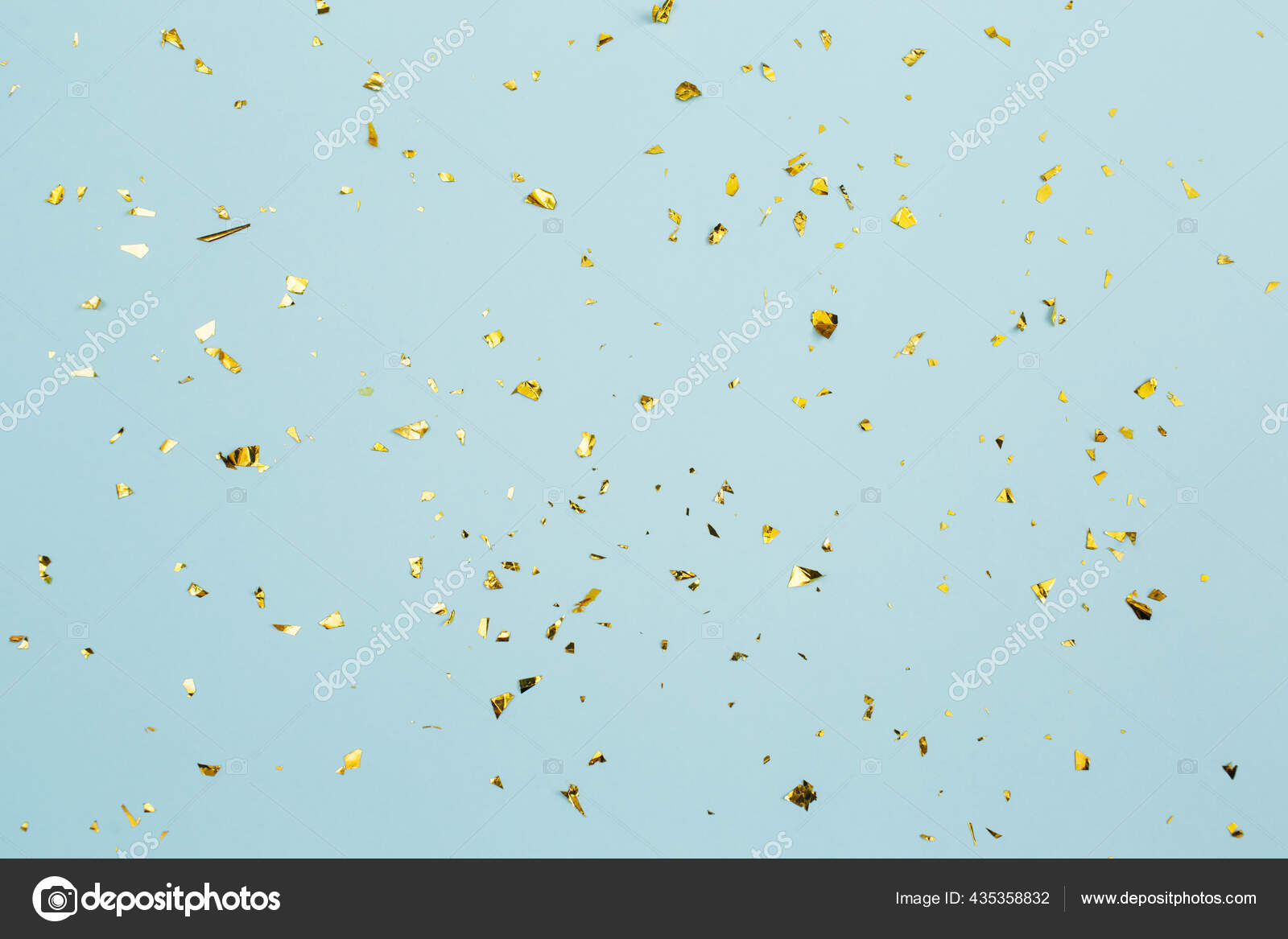 Gold Confetti Light Blue Paper Background Festive Holiday Backdrop ...