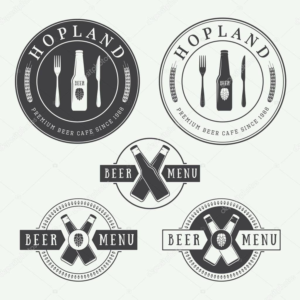 Pub logos | Set of vintage beer and pub logos, labels and emblems with ...