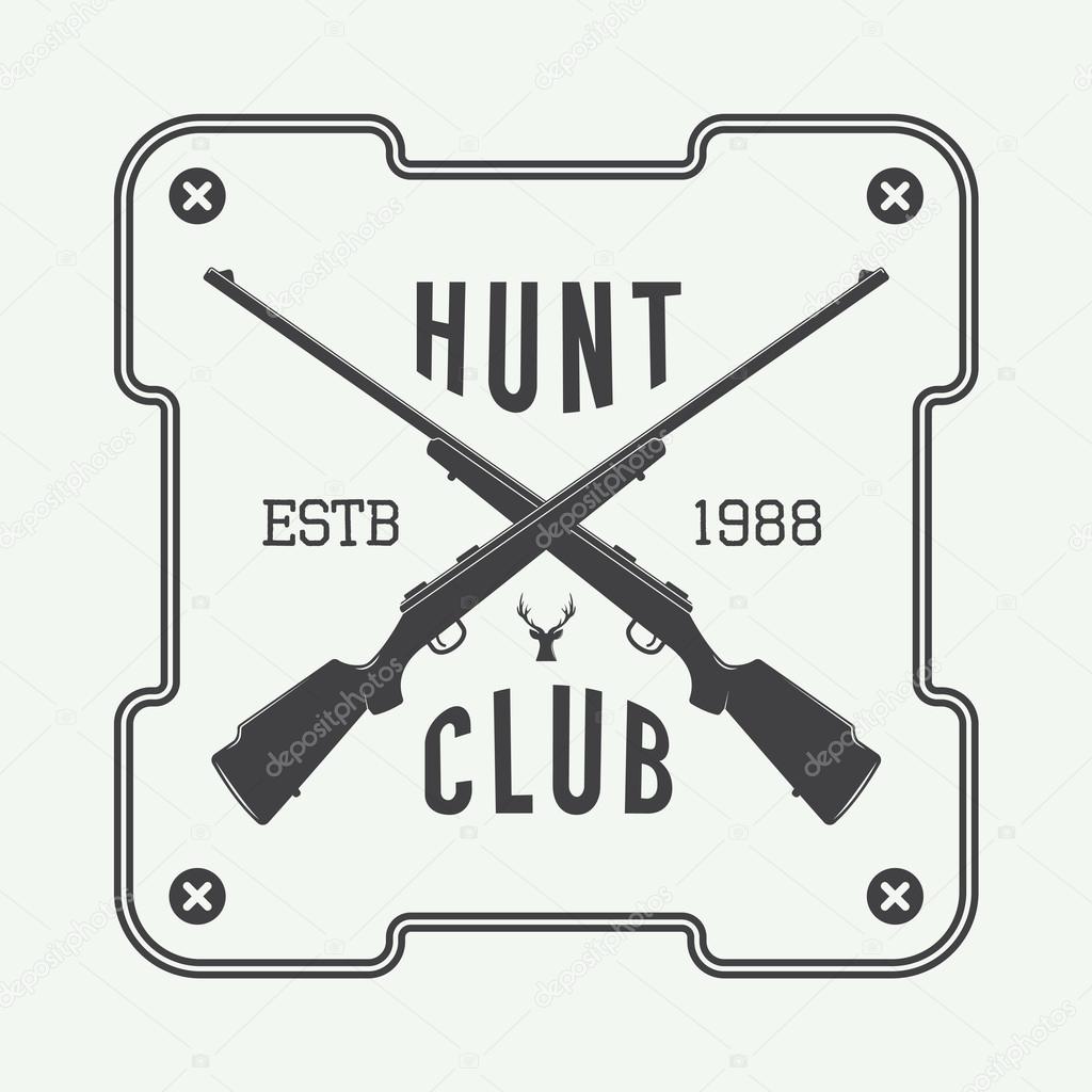 Vintage hunting label, logo or badge and design elements. Stock Vector ...